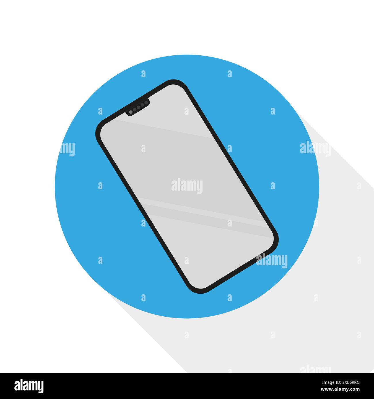 Smartphone icon. Flat vector design. Blue circular background. Modern ...
