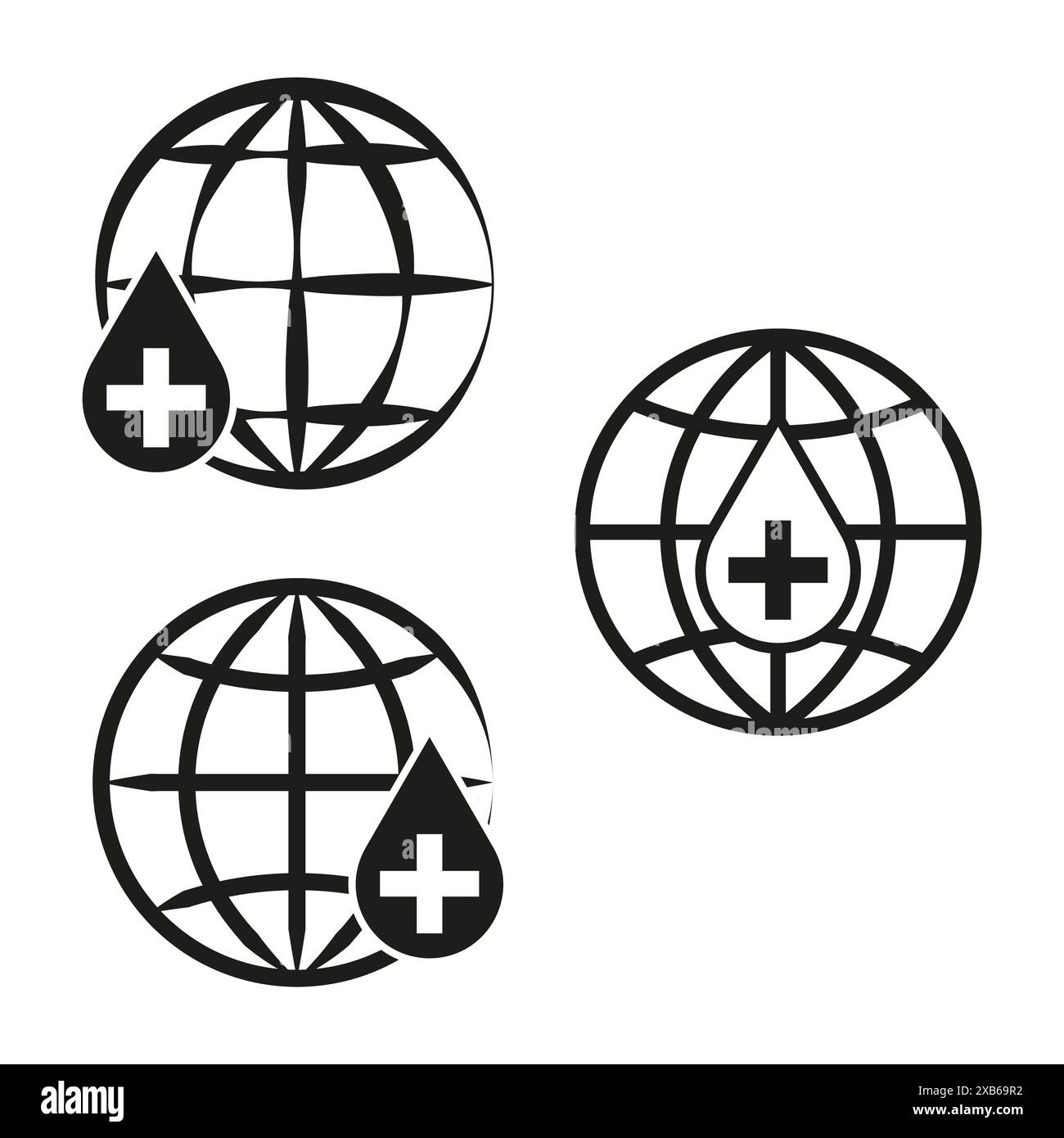 Global healthcare symbols. Medical aid worldwide Vector icons Stock ...