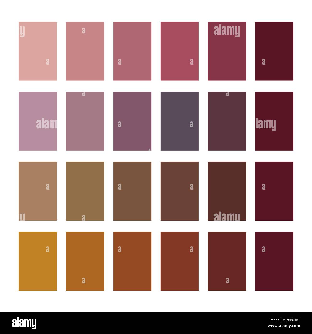 Color palette vector. Warm earthy tones. Square swatch blocks. Gradient shades design Stock ...