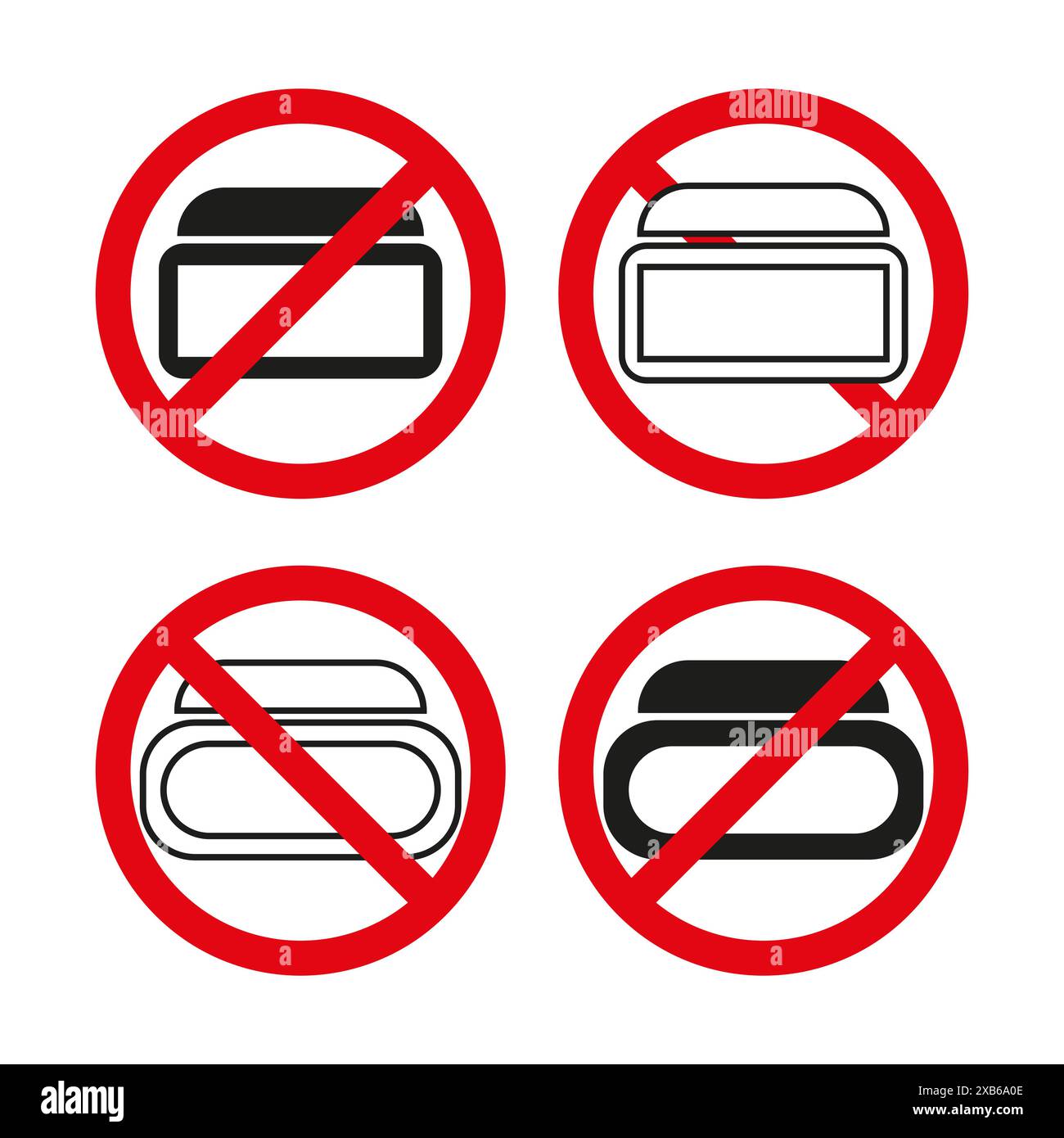 No containers allowed icon set Vector. Forbidden jar and bottle symbols ...