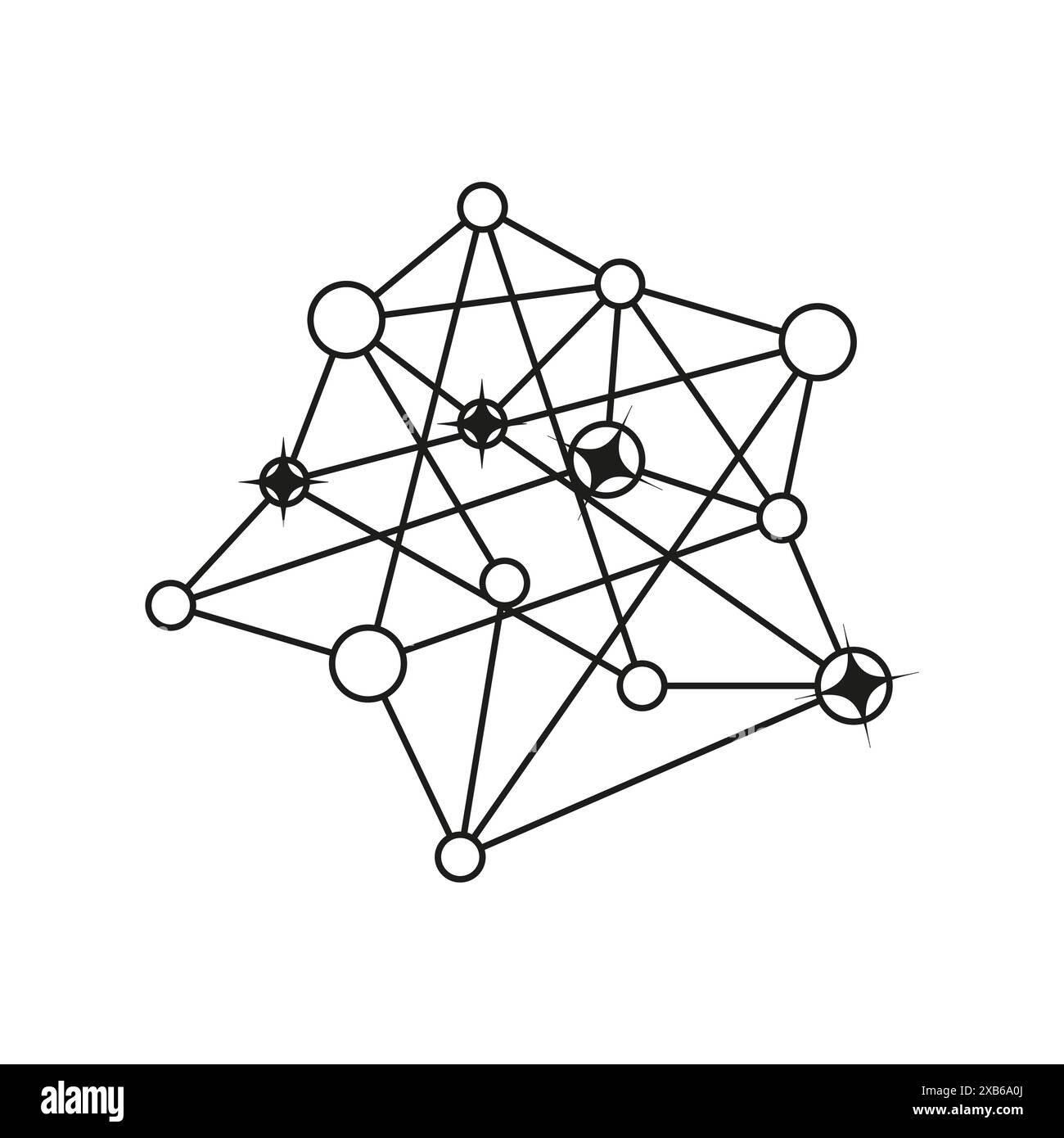 Network Of Connected Nodes Abstract Geometric Design Black Vector