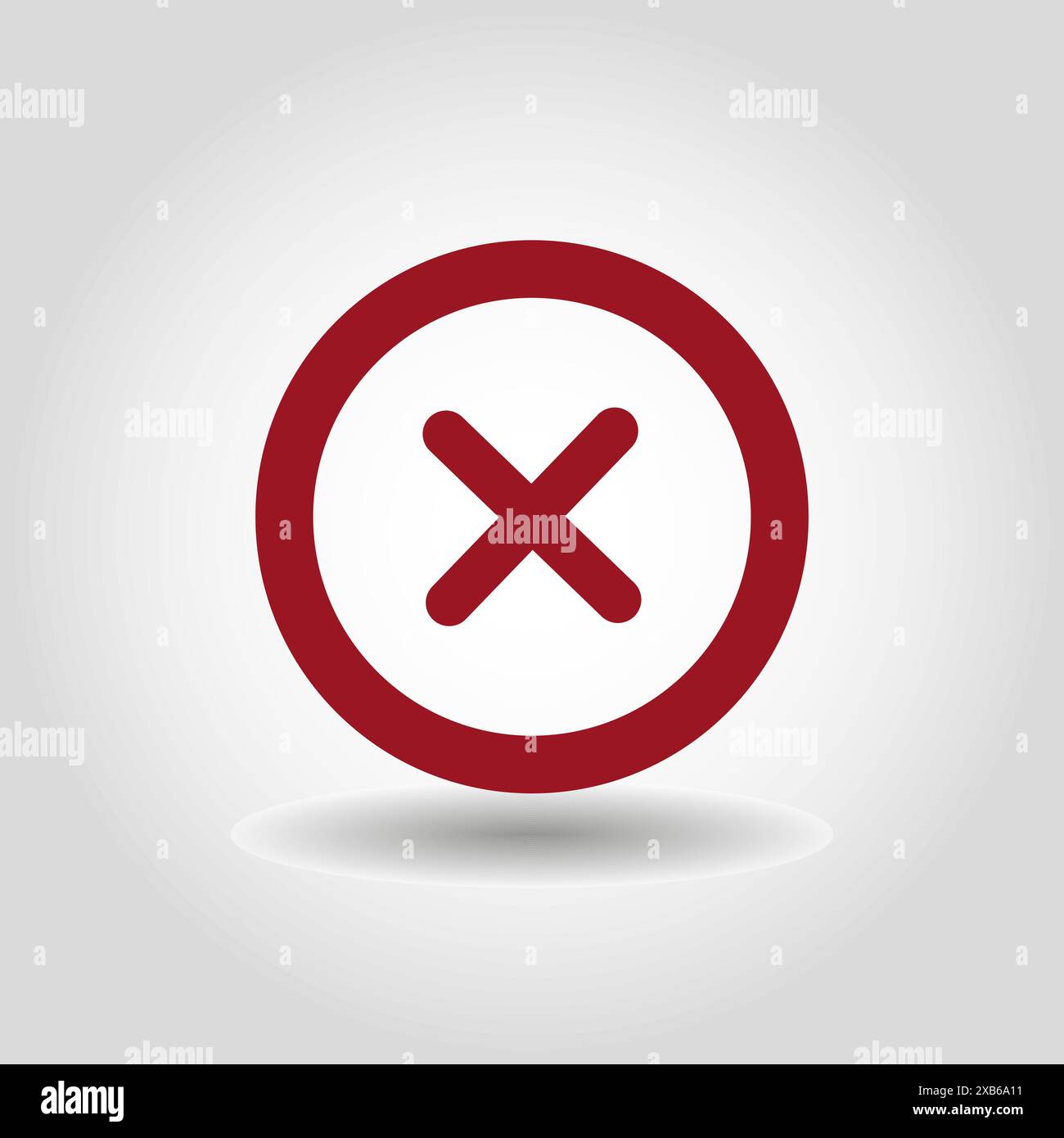 Red cancel icon. Cross mark symbol. Black and white vector. Error ...