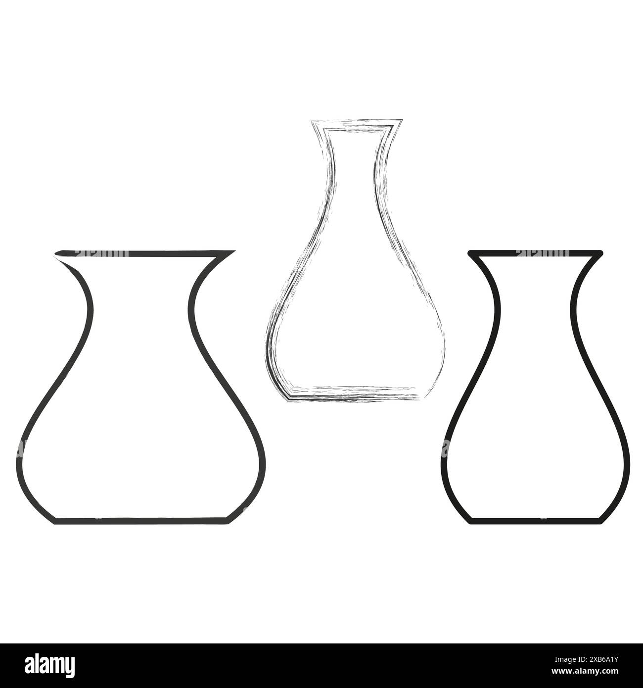 Outline vase shapes. Three black sketches. Abstract vector elements ...