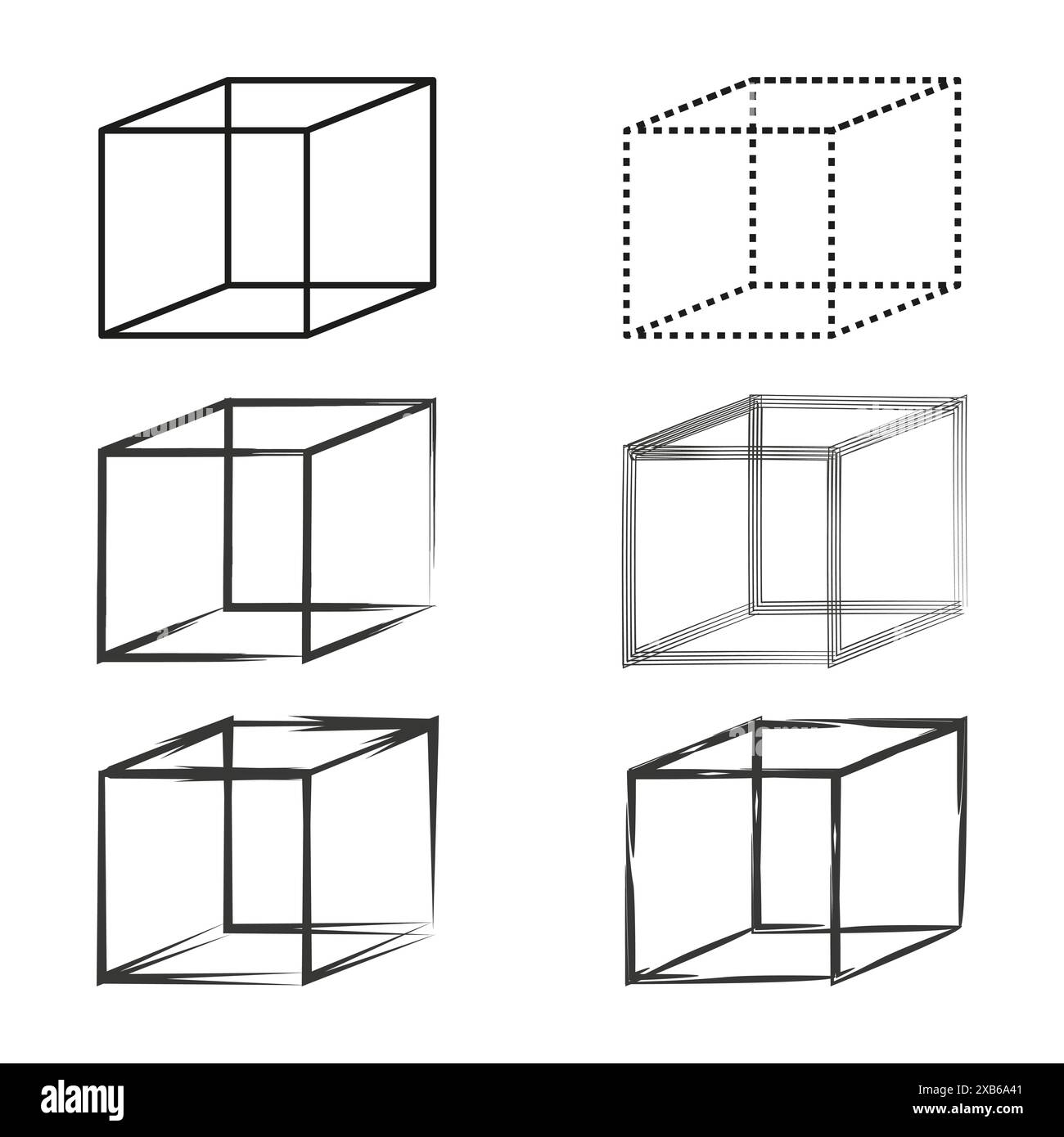 Cube vector icons. Geometric 3D shapes. Abstract sketch designs. Simple ...
