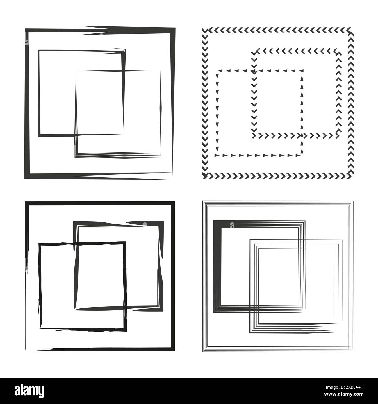 Abstract frame vector. Geometric border set. Artistic square outlines ...