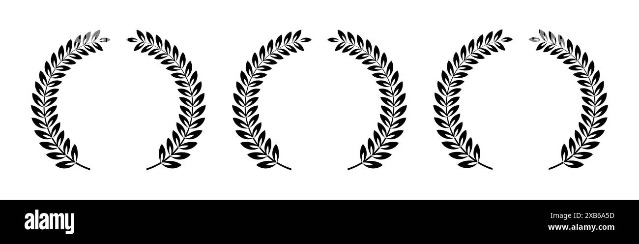 Laurel wreath vector illustration set in black and white color. Laurel ...