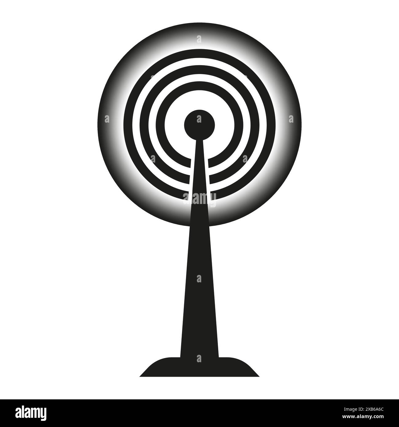 Radio tower icon. Concentric circles signal. Black and white vector ...
