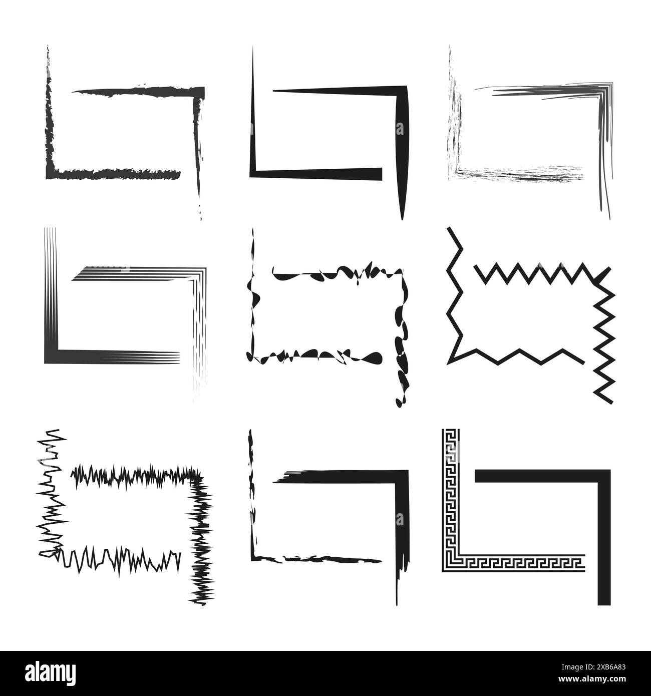 Decorative corner frames. Various styles. Black and white vector ...