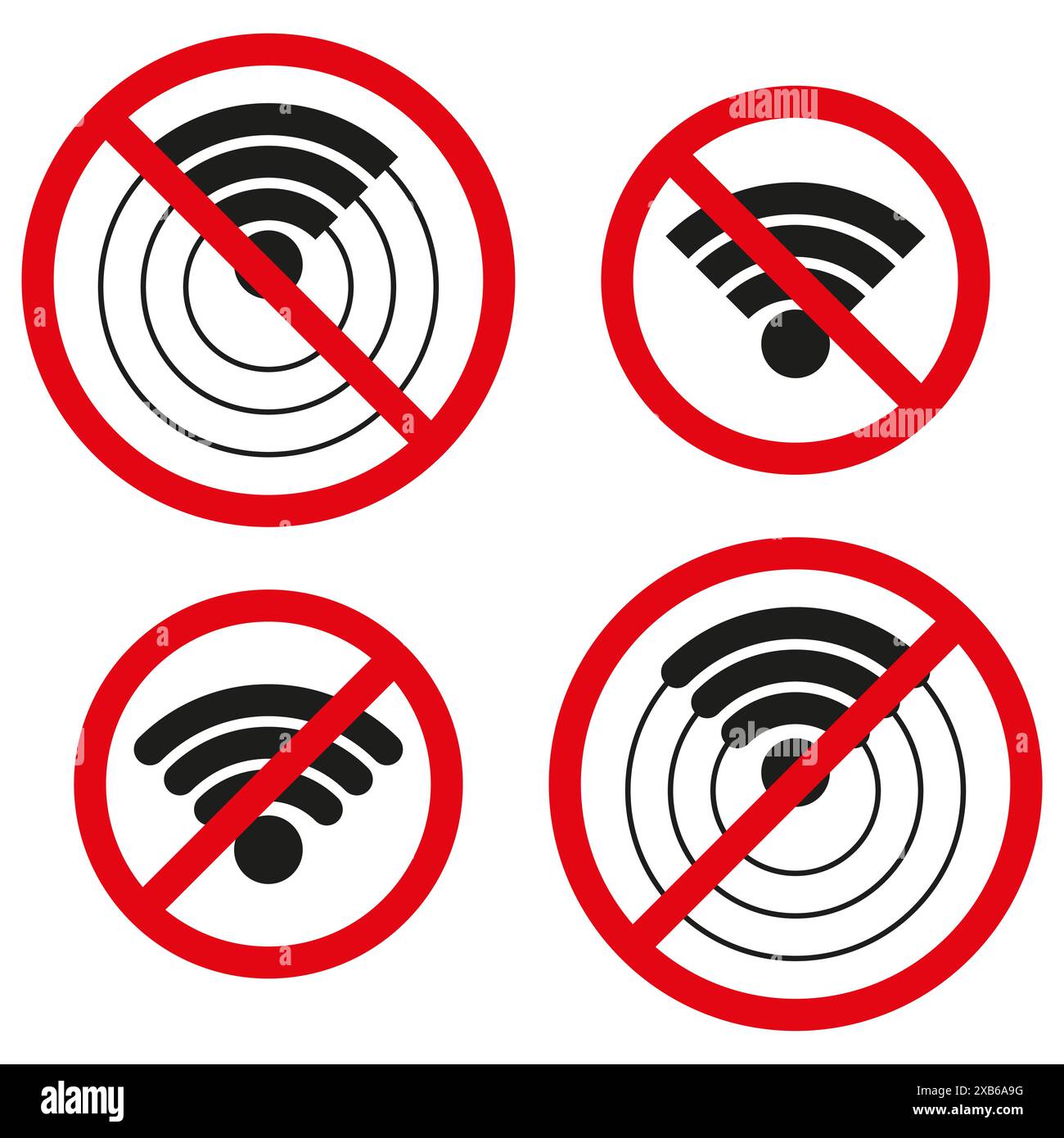 No WiFi zone symbols collection. Wireless network access prohibited ...