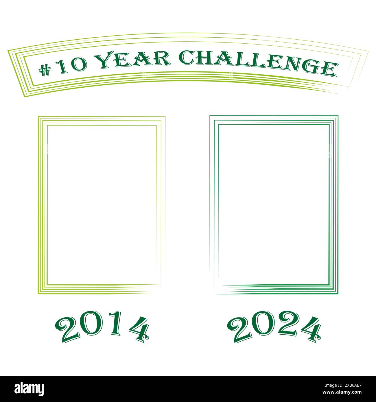 10 Year Challenge Frames Vector. 2014 vs 2024 comparison. Time ...