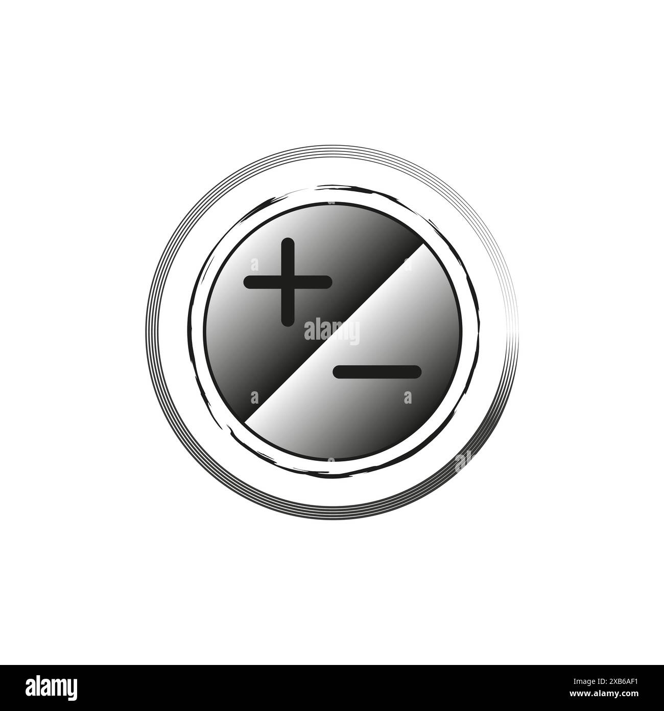 Plus minus button. Black and white. Circular icon. Vector illustration ...