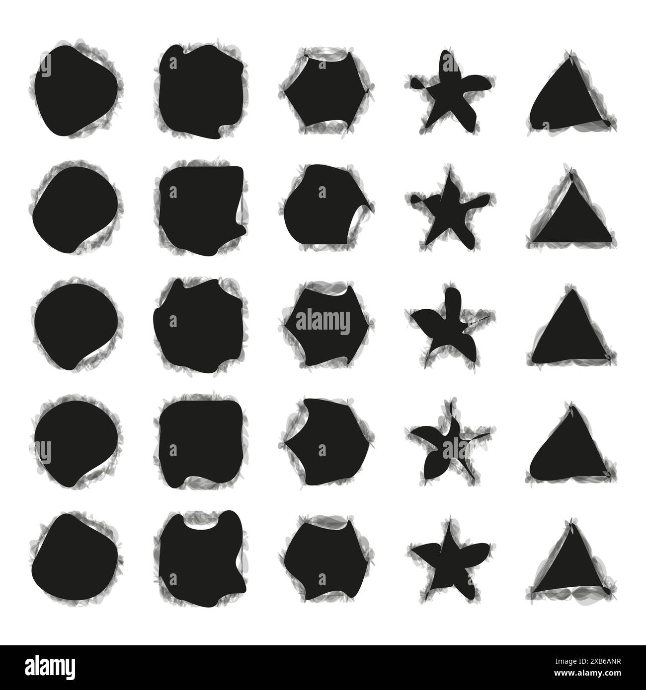 Abstract geometric shapes. Black forms with smoky edges. Various ...