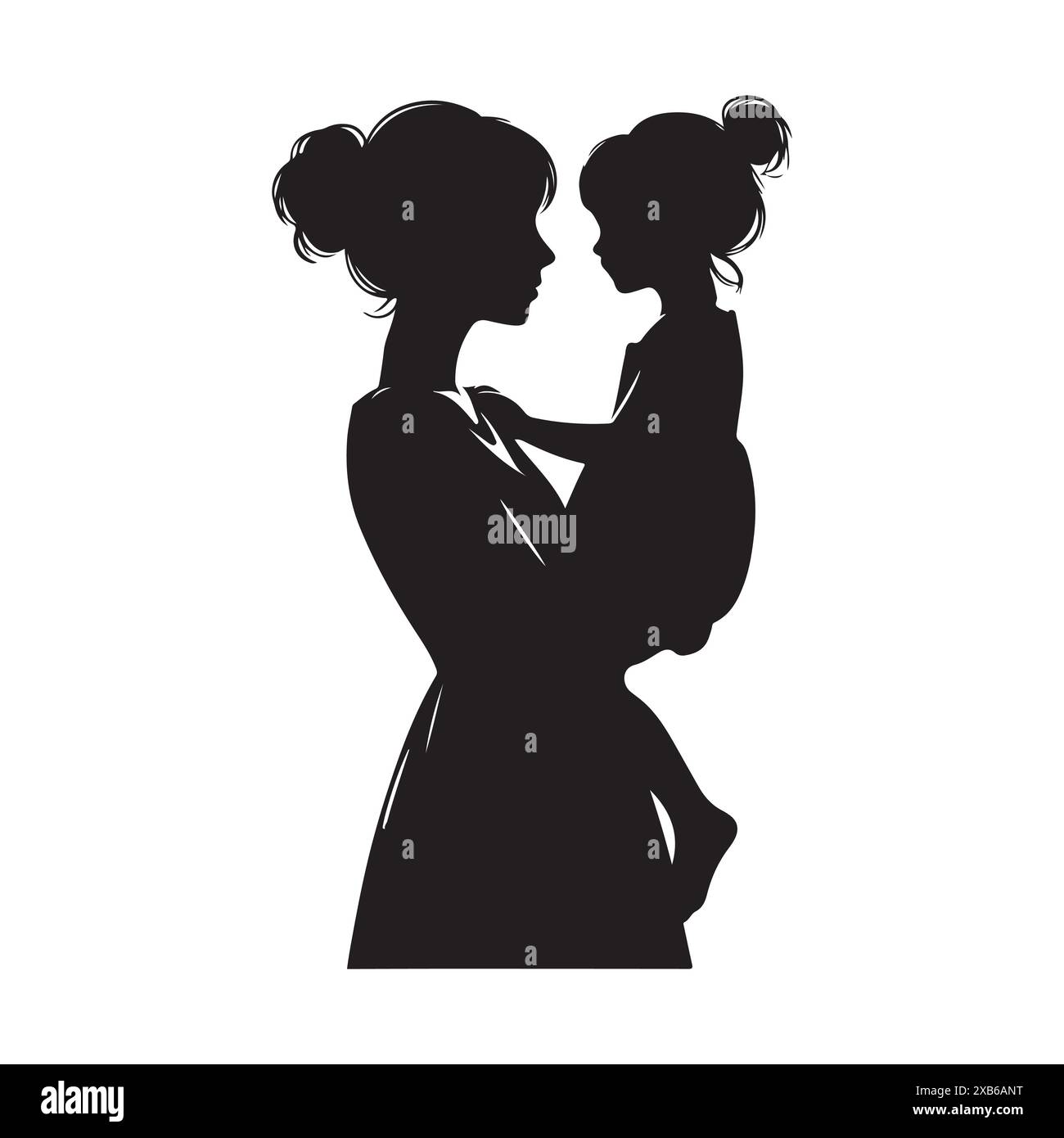 Silhouette of mother and daughter. Vector isolated illustration Stock ...