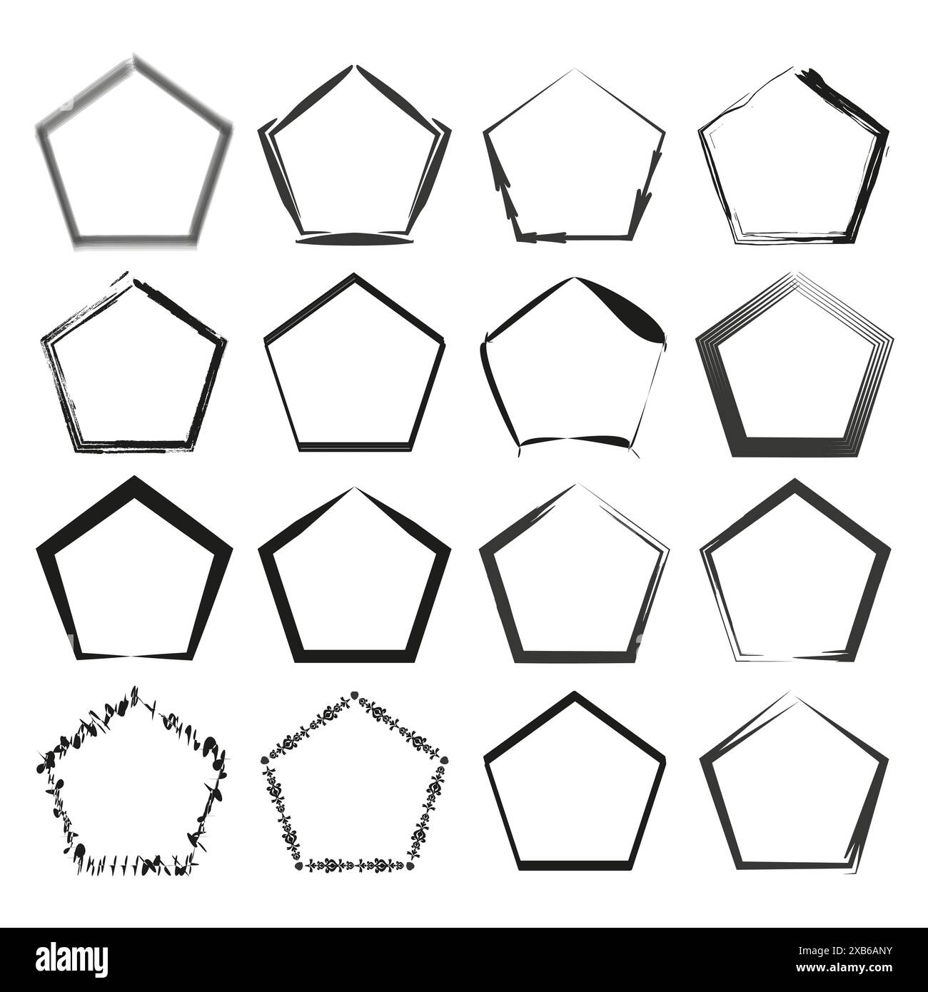 Pentagon frame vector. Abstract geometric borders. Artistic pentagon ...