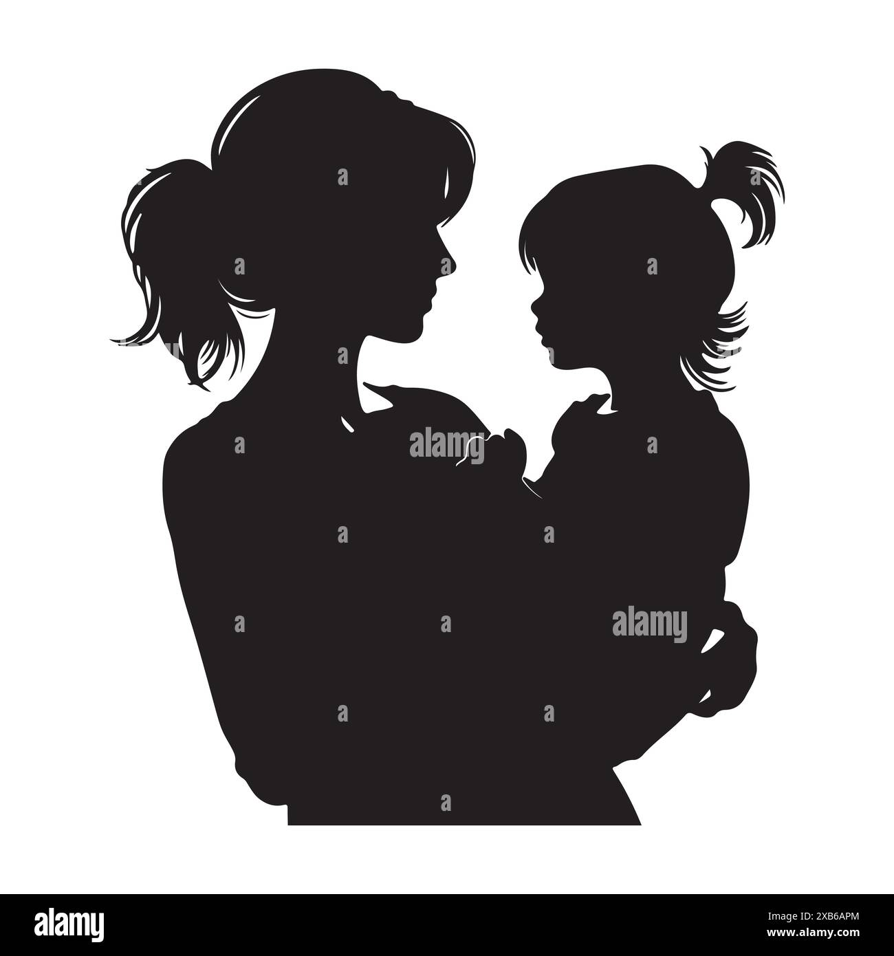 Silhouette of mother and daughter. Vector isolated illustration Stock ...