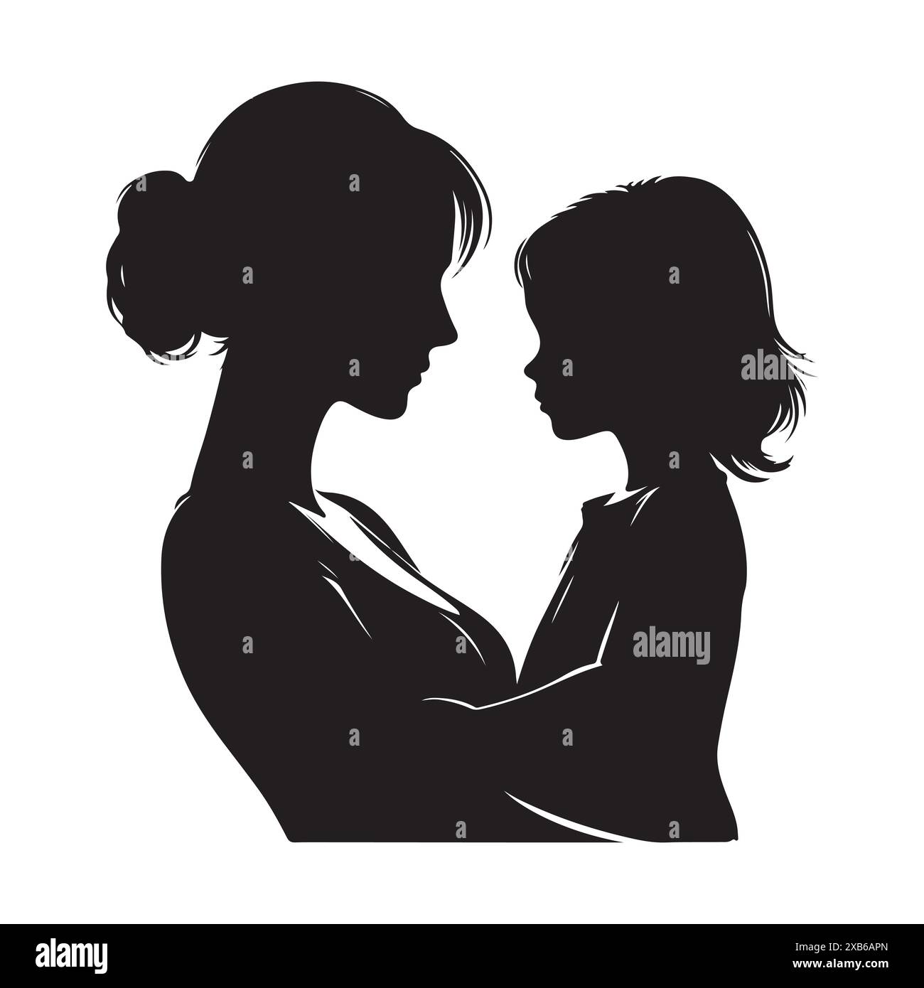 Silhouette of mother and daughter. Vector isolated illustration Stock ...