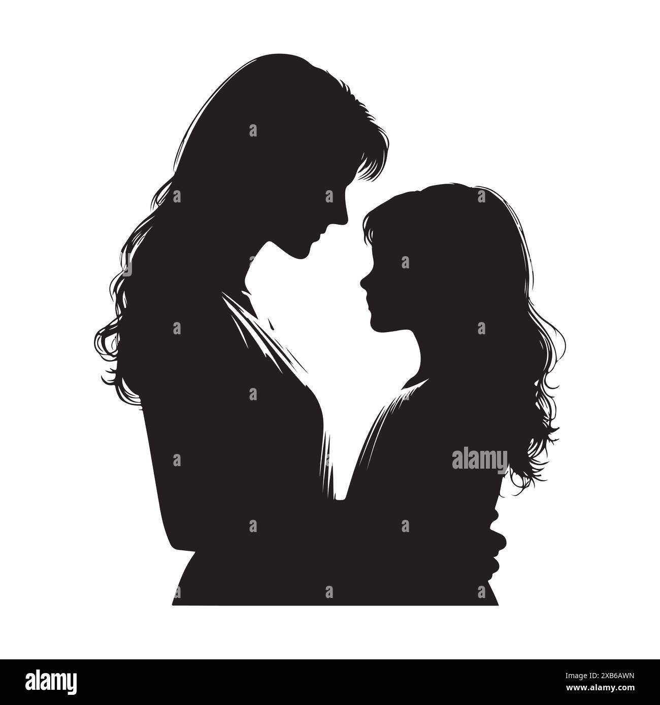Silhouette of mother and daughter. Vector isolated illustration Stock ...
