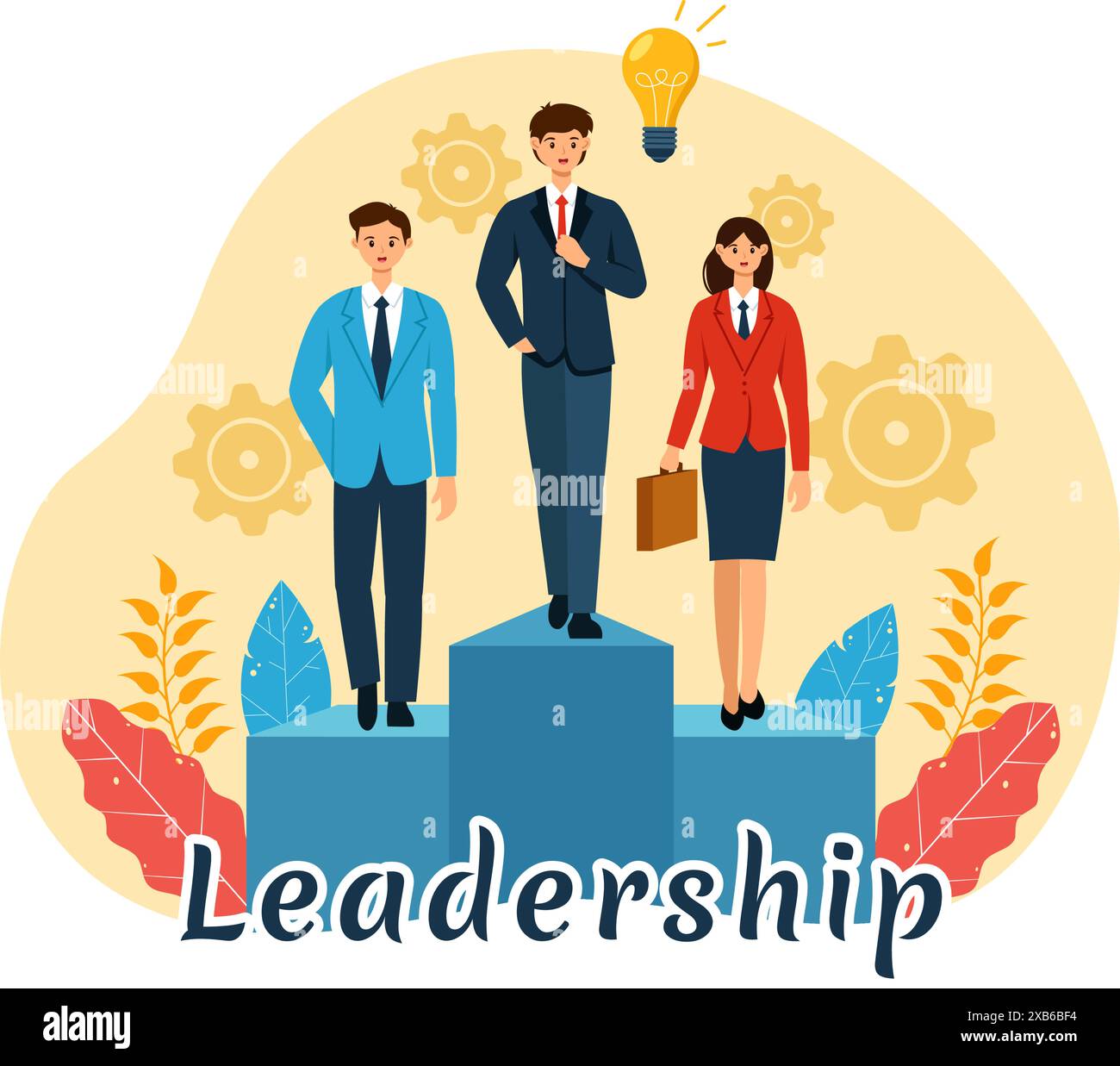 Business Leadership Vector Illustration with A Businessman Leader ...