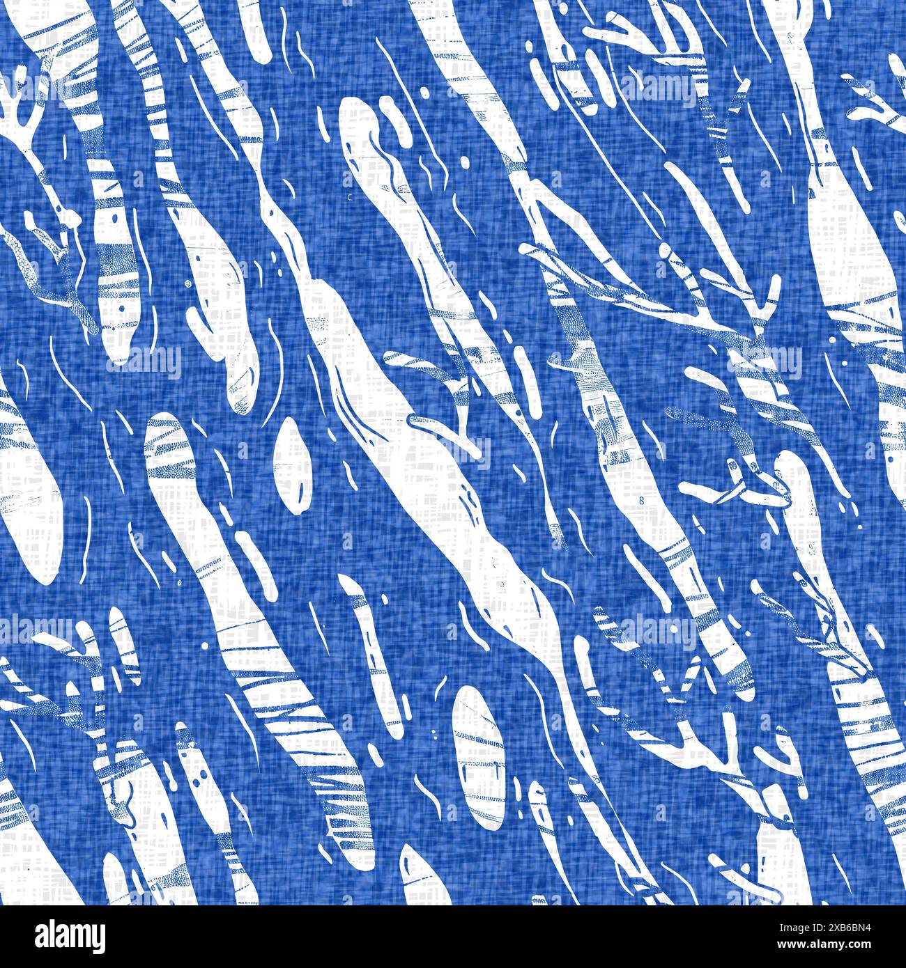 Whimsical seaweed kelp coastal electric blue beach pattern. Batik ...