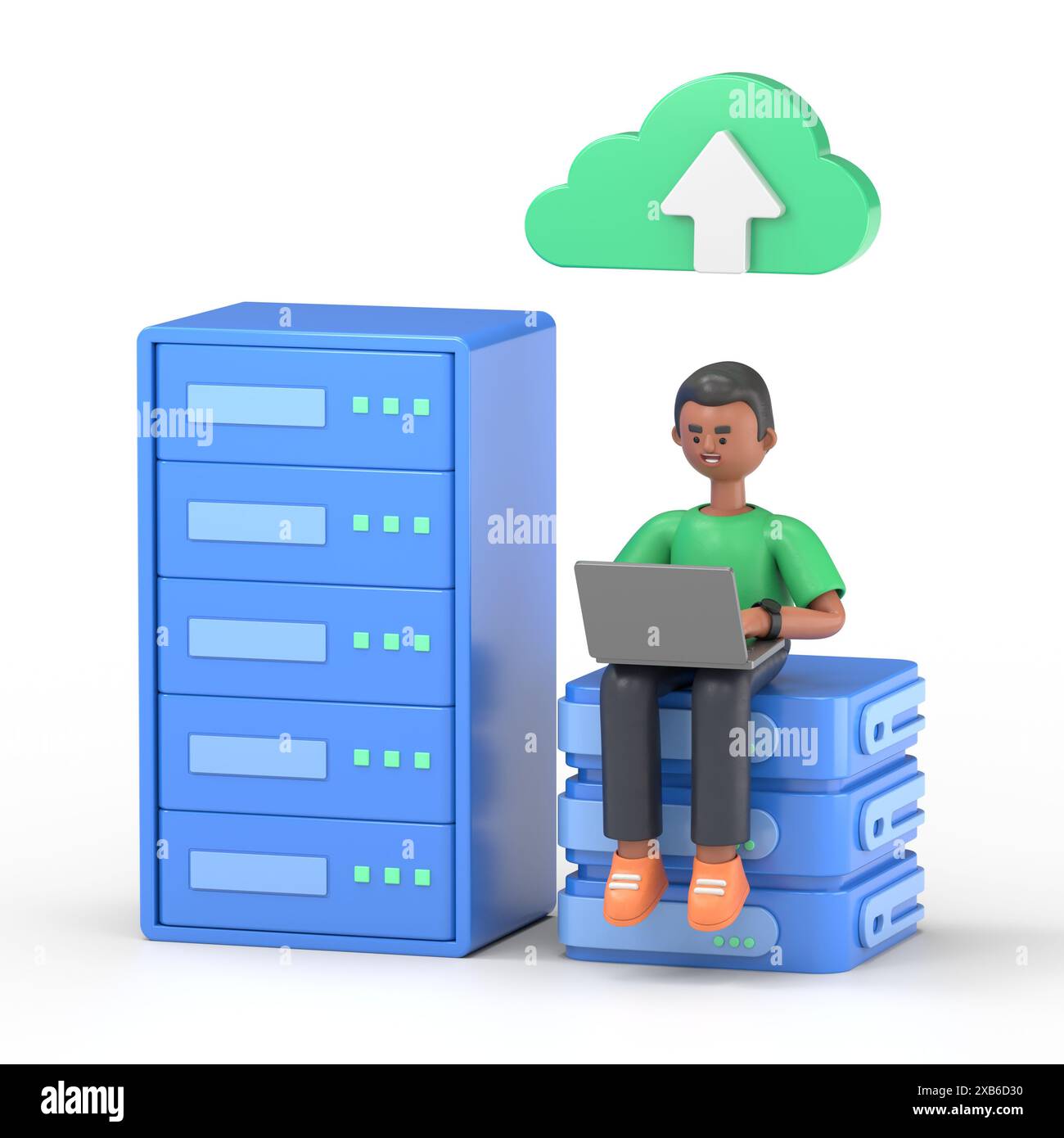 3d Illustration Of Businessman Big Data And Cloud Computing Business Characters Using Remote
