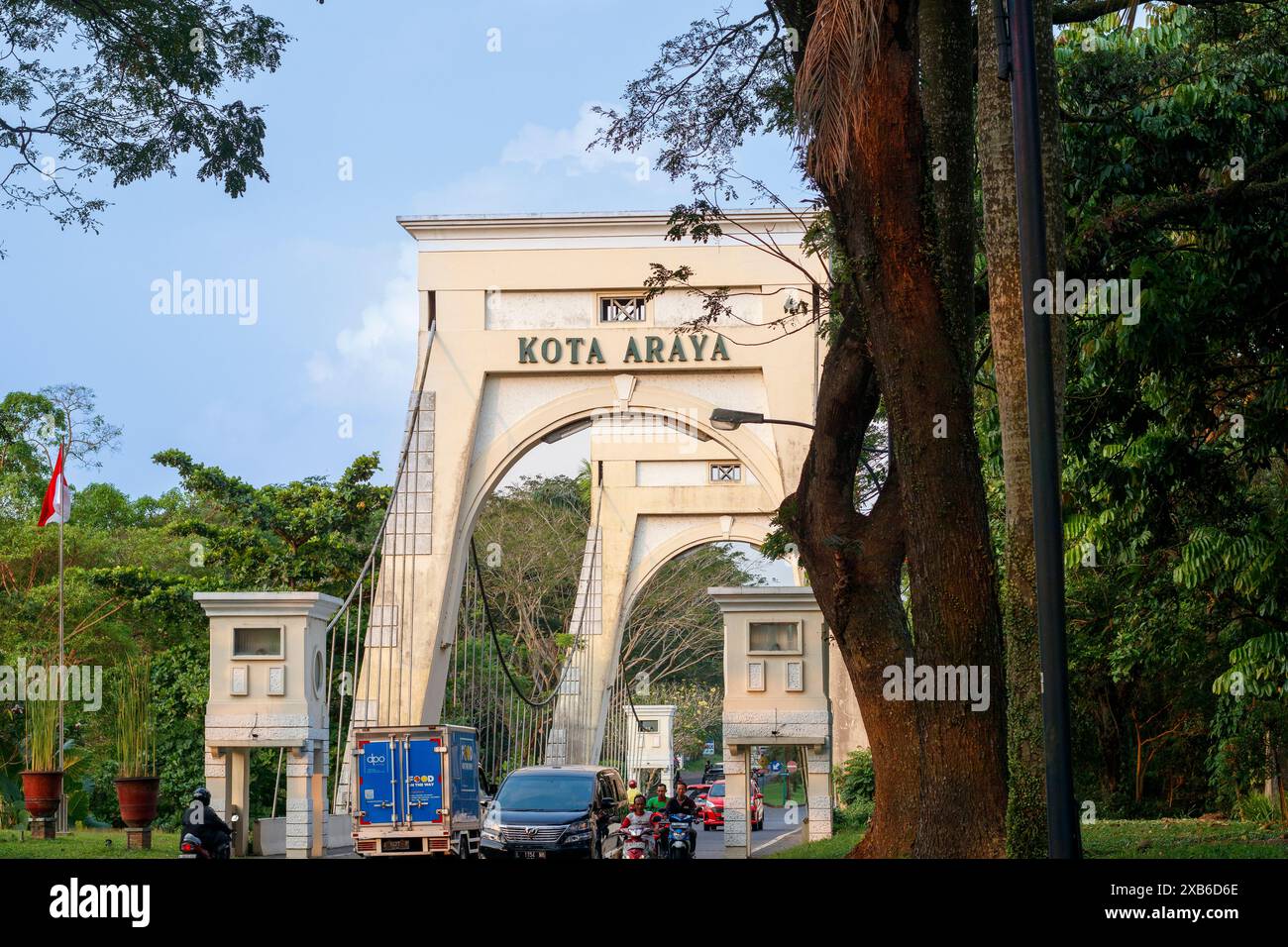 Indonesia, May 06 2024 : bridge at Araya housing complex, Malang. The ...