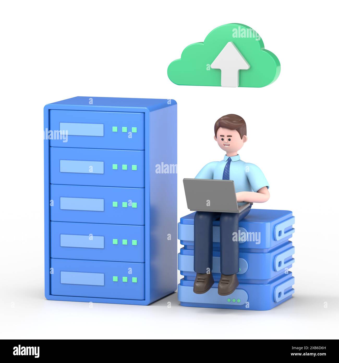3d Illustration Of Businessman Big Data And Cloud Computing Business Characters Using Remote