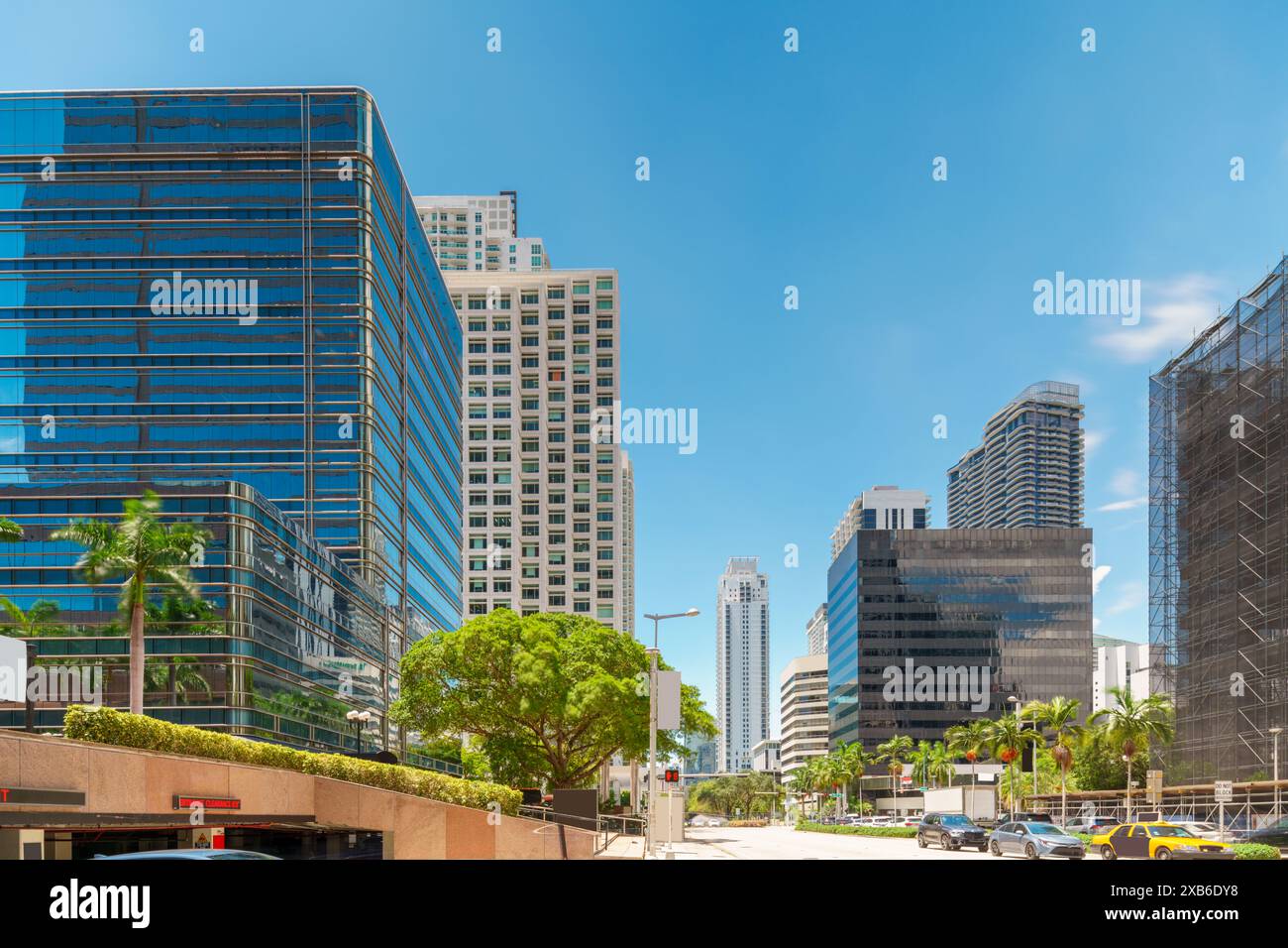 Brickell Miami business district. View of office and bank buildings on ...