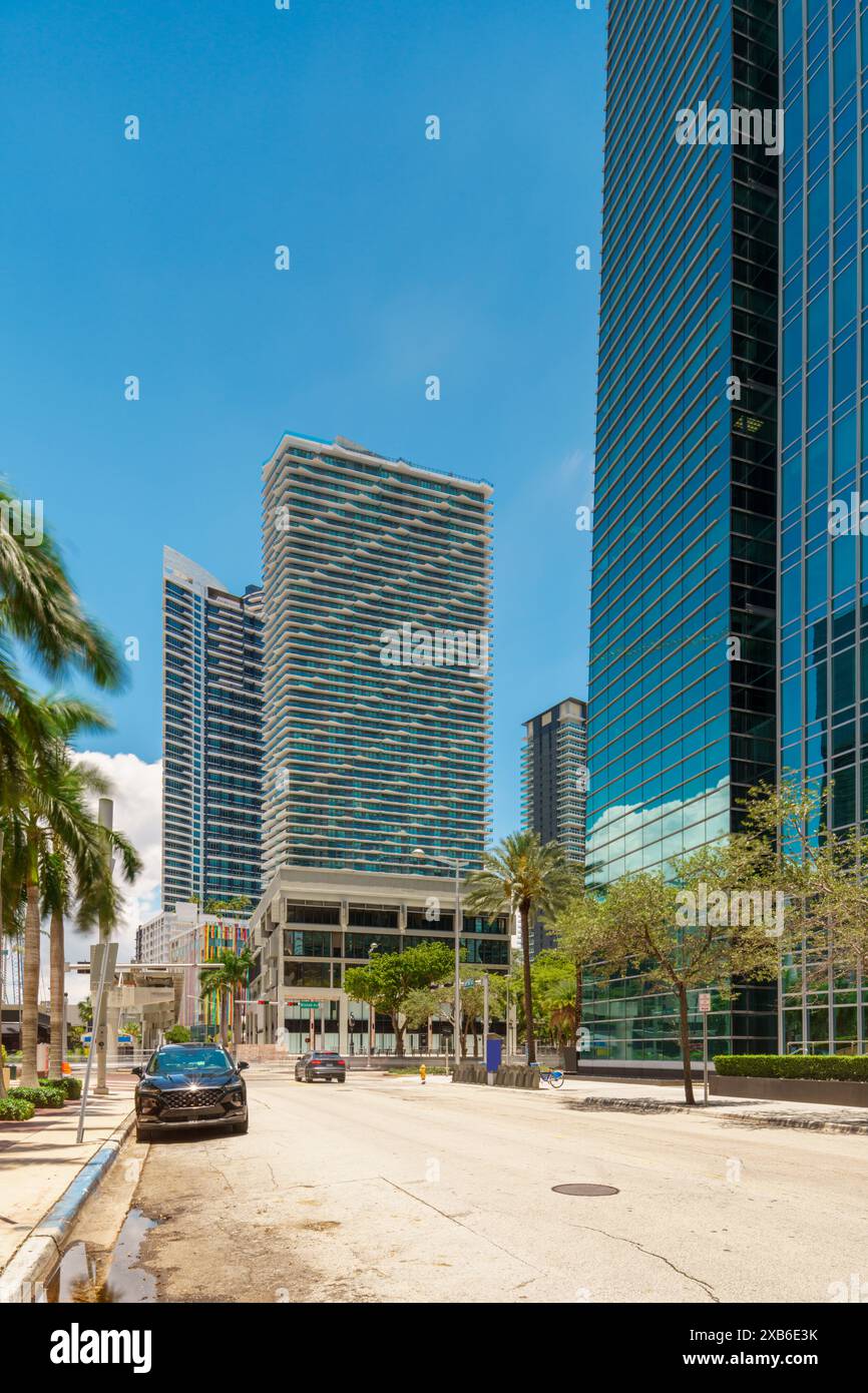 Highrise towers of Brickell, Miami Florida scene circa 2024 Stock Photo ...