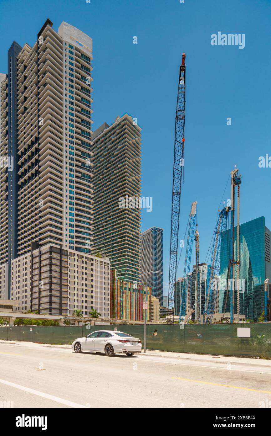 Towers going up at Brickell, Miami, Florida. USA. 2024 city landscape ...