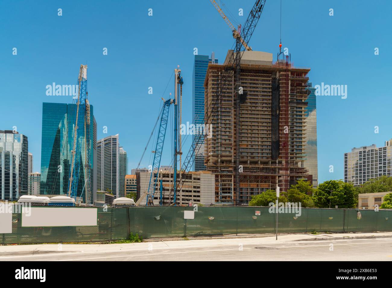 Building boom Miami Brickell 2024. Multiple construction sites with ...