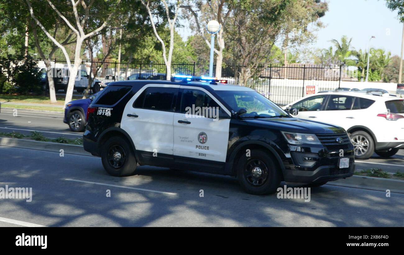 Los Angeles, California, USA 10th June 2024 Police Cars on Santa Monica ...