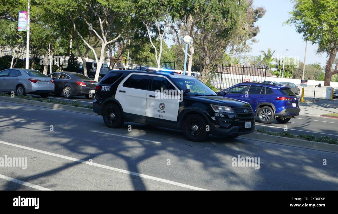 Los Angeles, California, USA 10th June 2024 Police Cars on Santa Monica ...