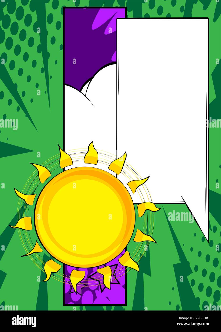 Cartoon Summer Sun with blank speech bubble, comic book Sunny ...