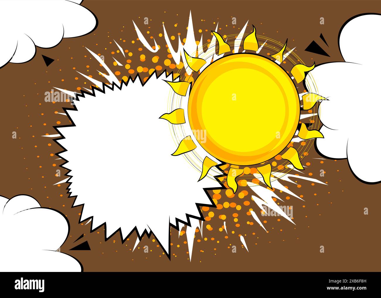Cartoon Summer Sun with blank speech bubble, comic book Sunny ...