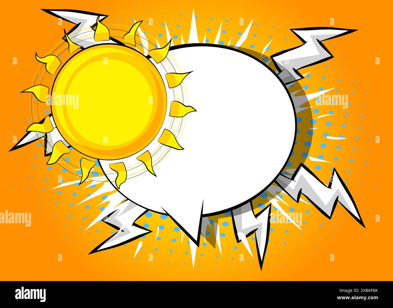 Cartoon Summer Sun with blank speech bubble, comic book Sunny ...