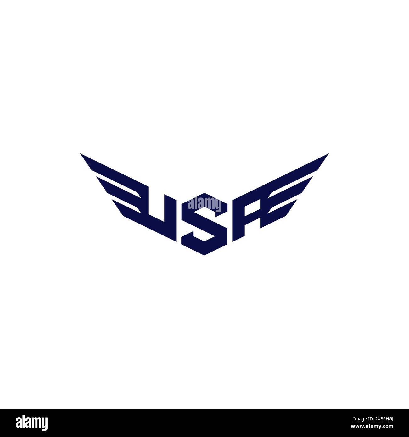 Initial Letter USA with Wing Accent Logo Design. Sporty Initial Letter ...