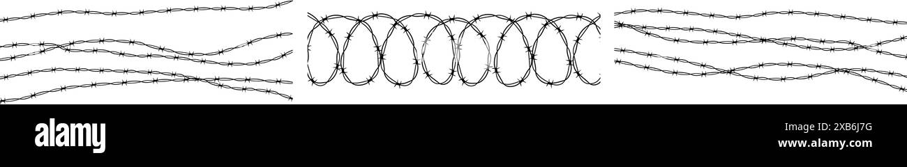 Barbed wire twisted barrier gothic steel boundary, silhouette guard ...