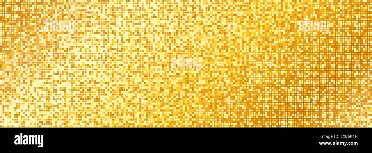 Golden disco party pattern. Yellow square sequin mosaic texture ...