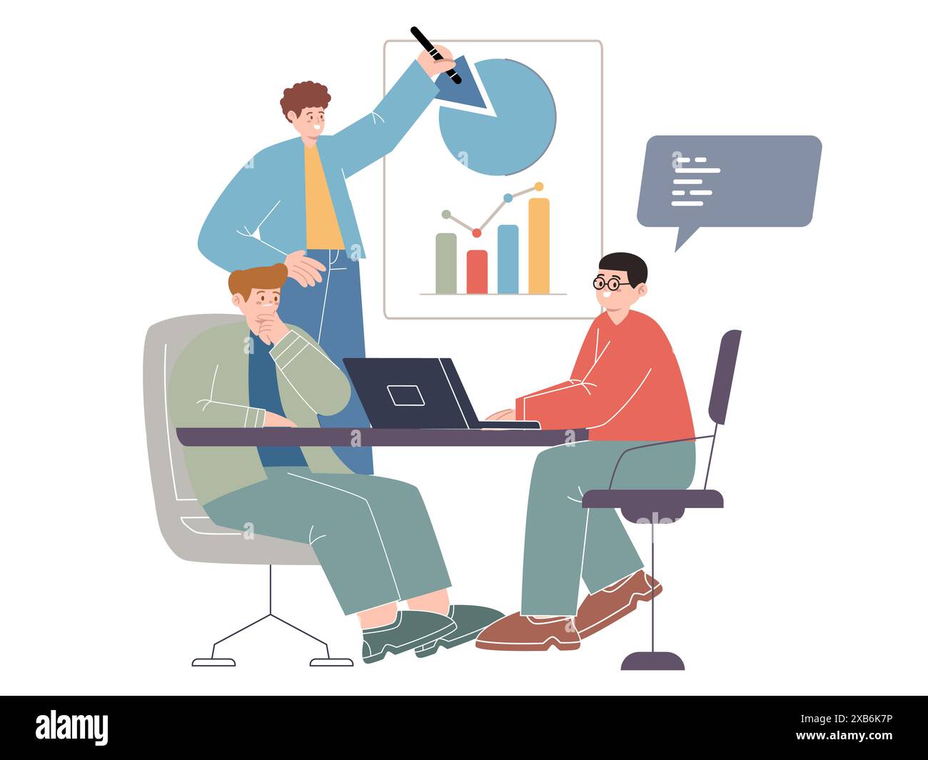 Meeting with client presentation project investment report chart growth ...