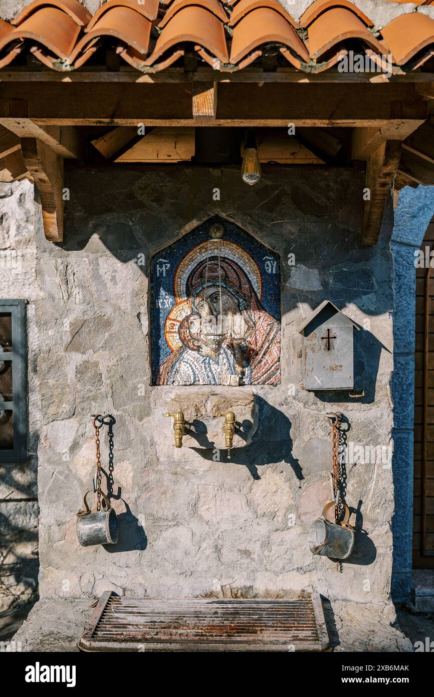 Spring of holy water and icon of the Virgin Mary in the ancient ...