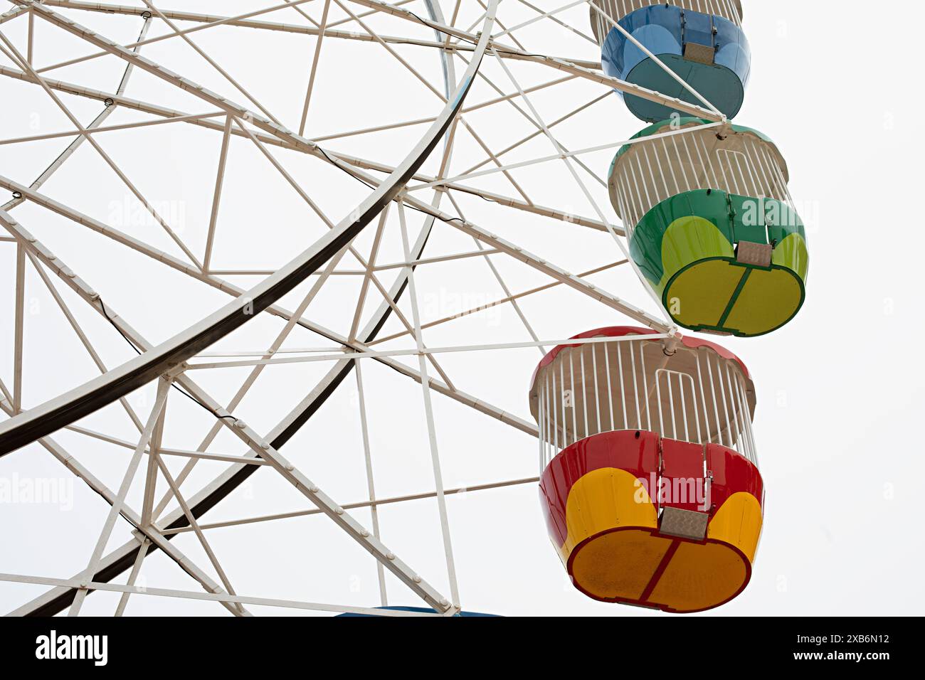 Colourful Ferris Wheel at Luna Park, Sydney against a white sky Stock ...