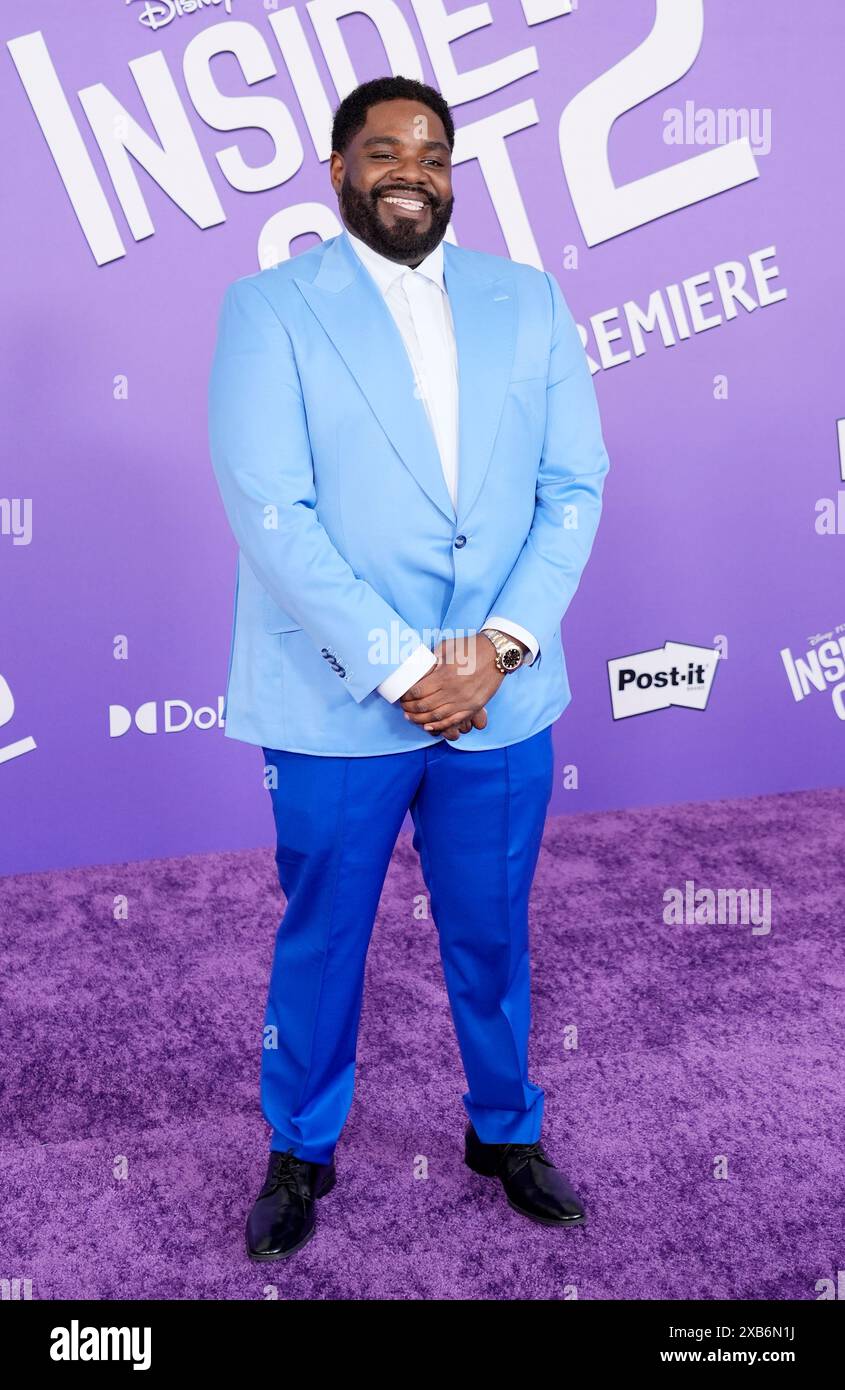 Ron Funches poses at the premiere of the film "Inside Out 2" at the El ...