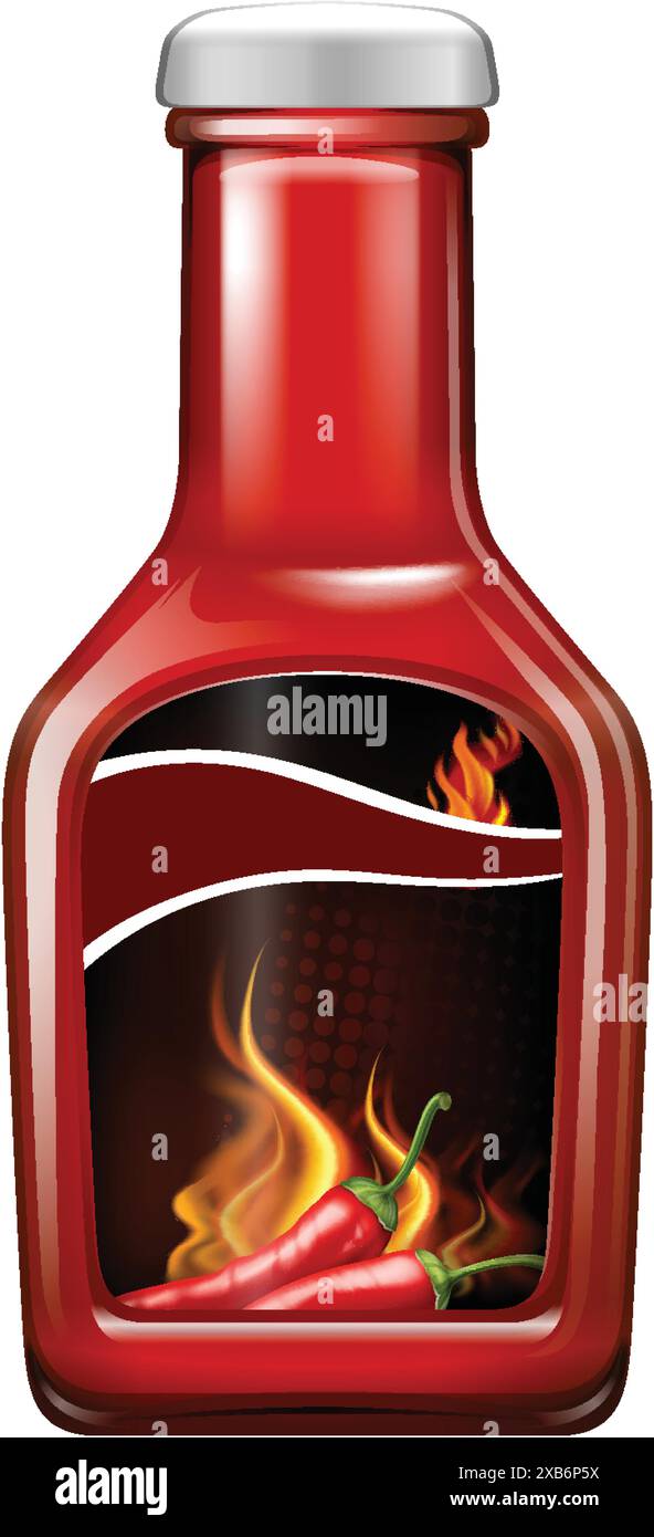 Red bottle with chili peppers and flames Stock Vector Image & Art - Alamy