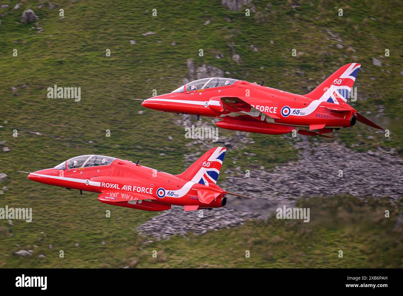The Red Arrows transiting through the Mach Loop ow level Stock Photo ...
