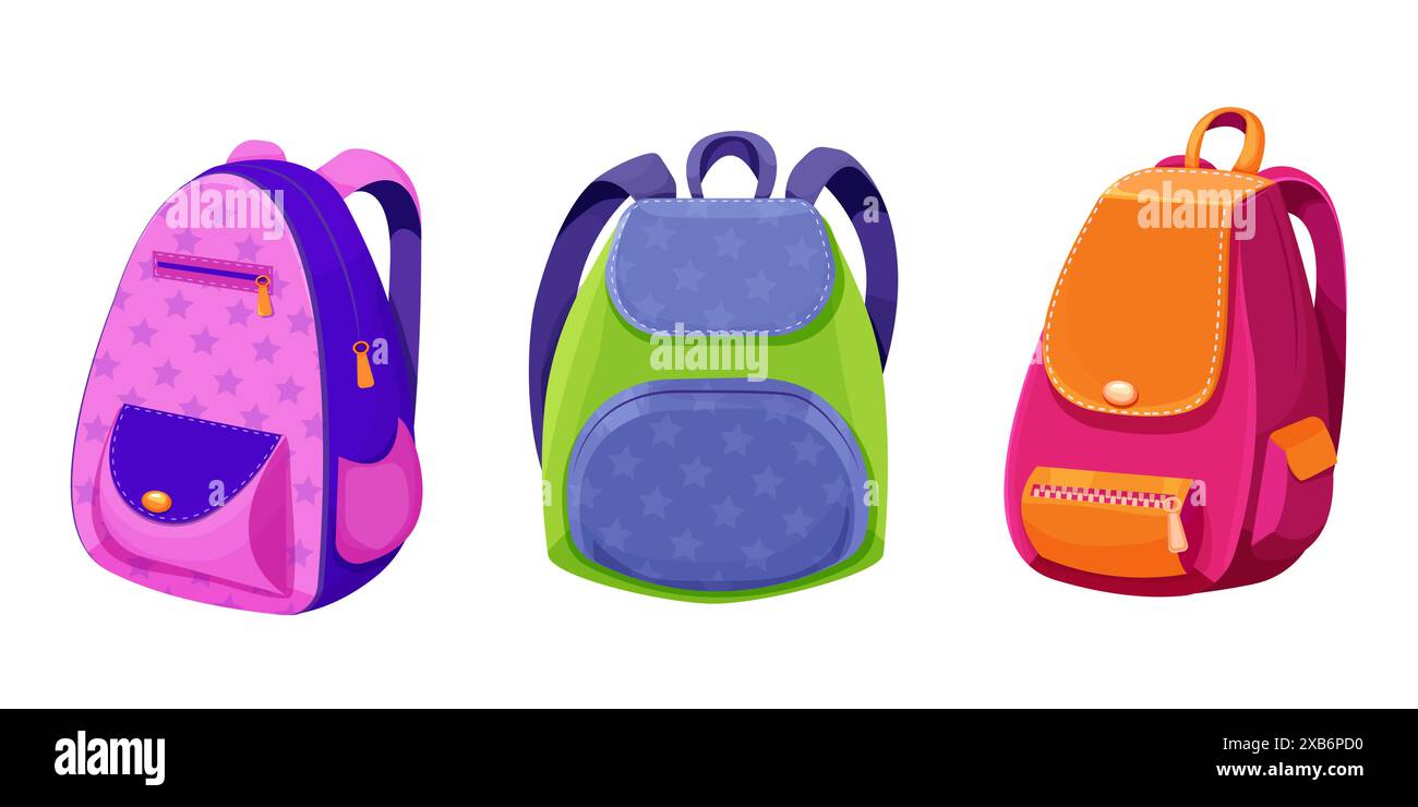School backpack knapsack study bag, equipment, kids bag with pockets ...