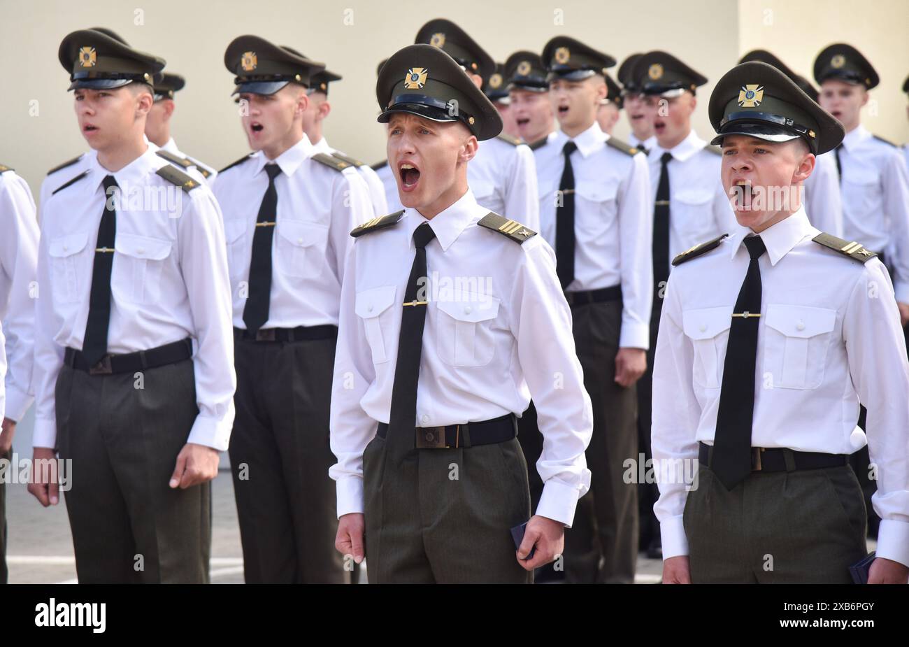 June 8, 2024, Lviv, Ukraine: Cadets of the Heroiv Krut Lyceum sing ...