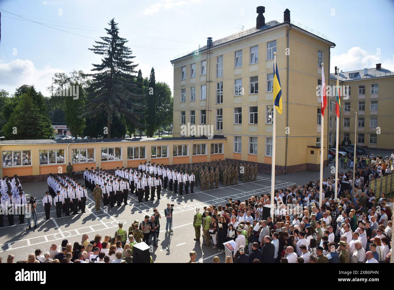 June 8, 2024, Lviv, Ukraine: Cadets of the Heroiv Krut Lyceum stand in ...