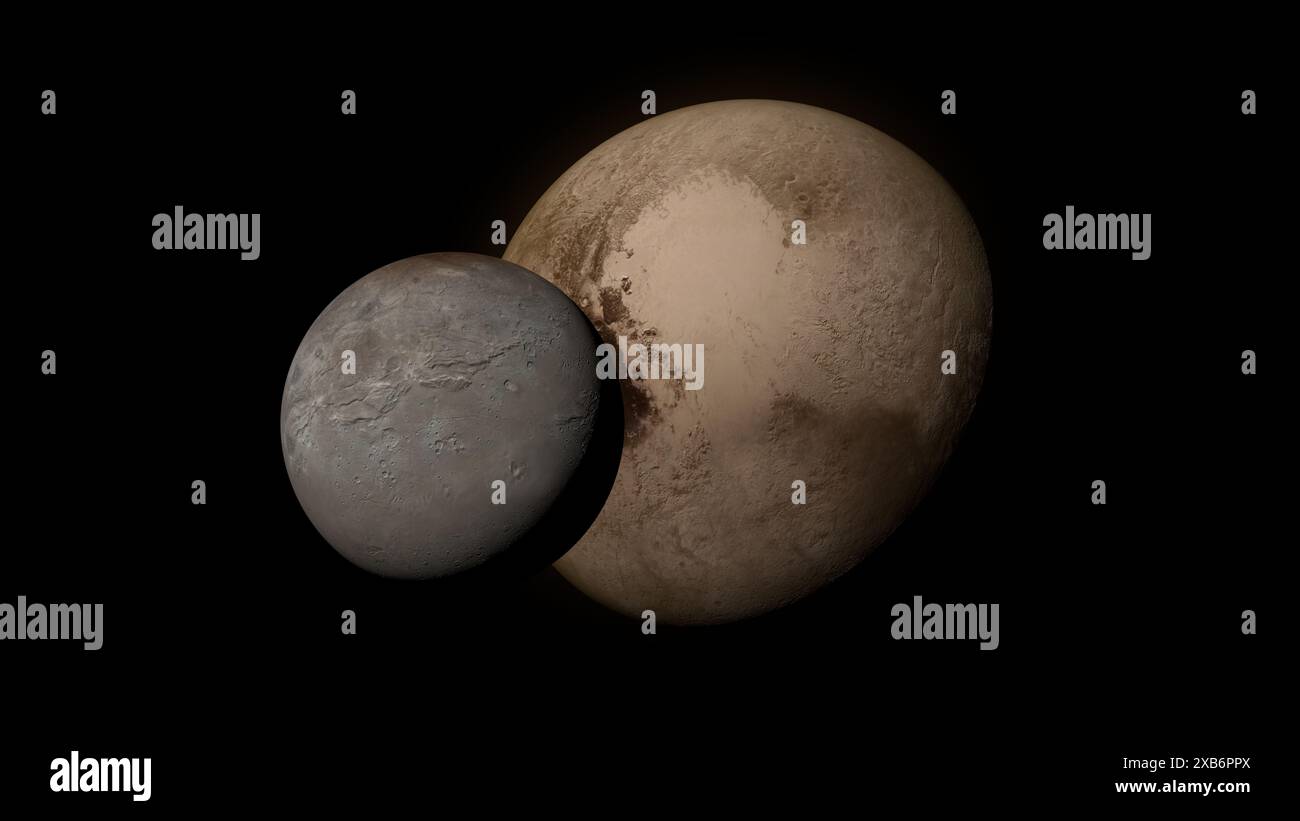 Charon, the largest moon of Pluto, as it gracefully orbits the dwarf ...