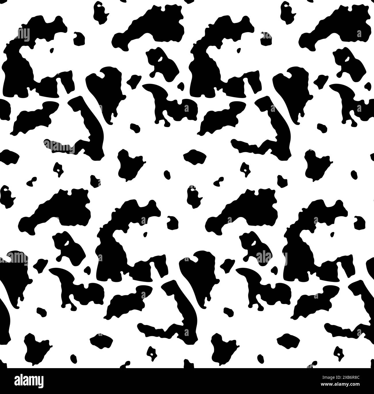 Seamless black and white cow spots pattern, simple style. Black random ...