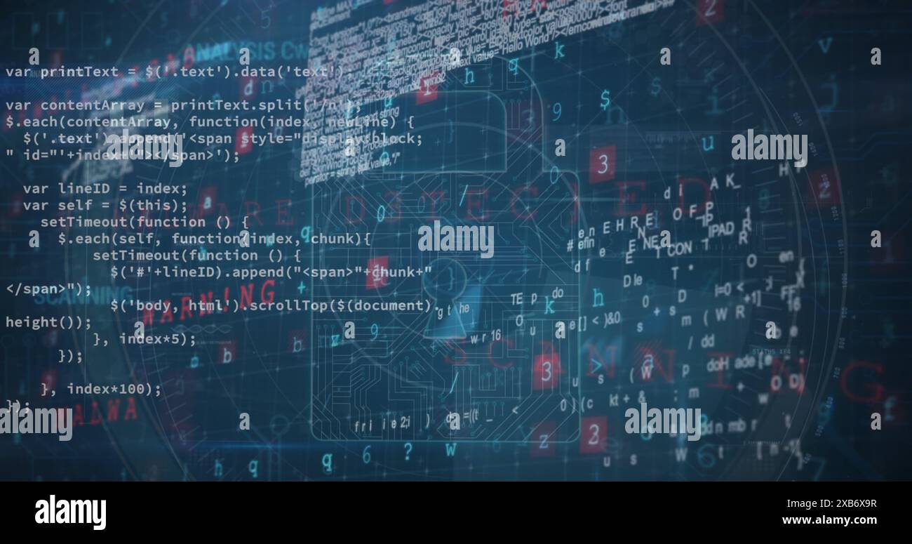 Lines of code and data displayed on digital screen Stock Photo - Alamy